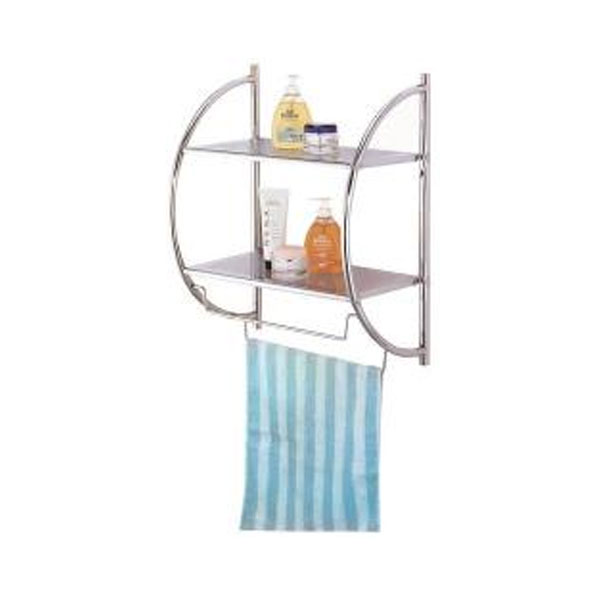 Simple Spaces Chrome Wall Rack w/2 Shelves - Home & Things