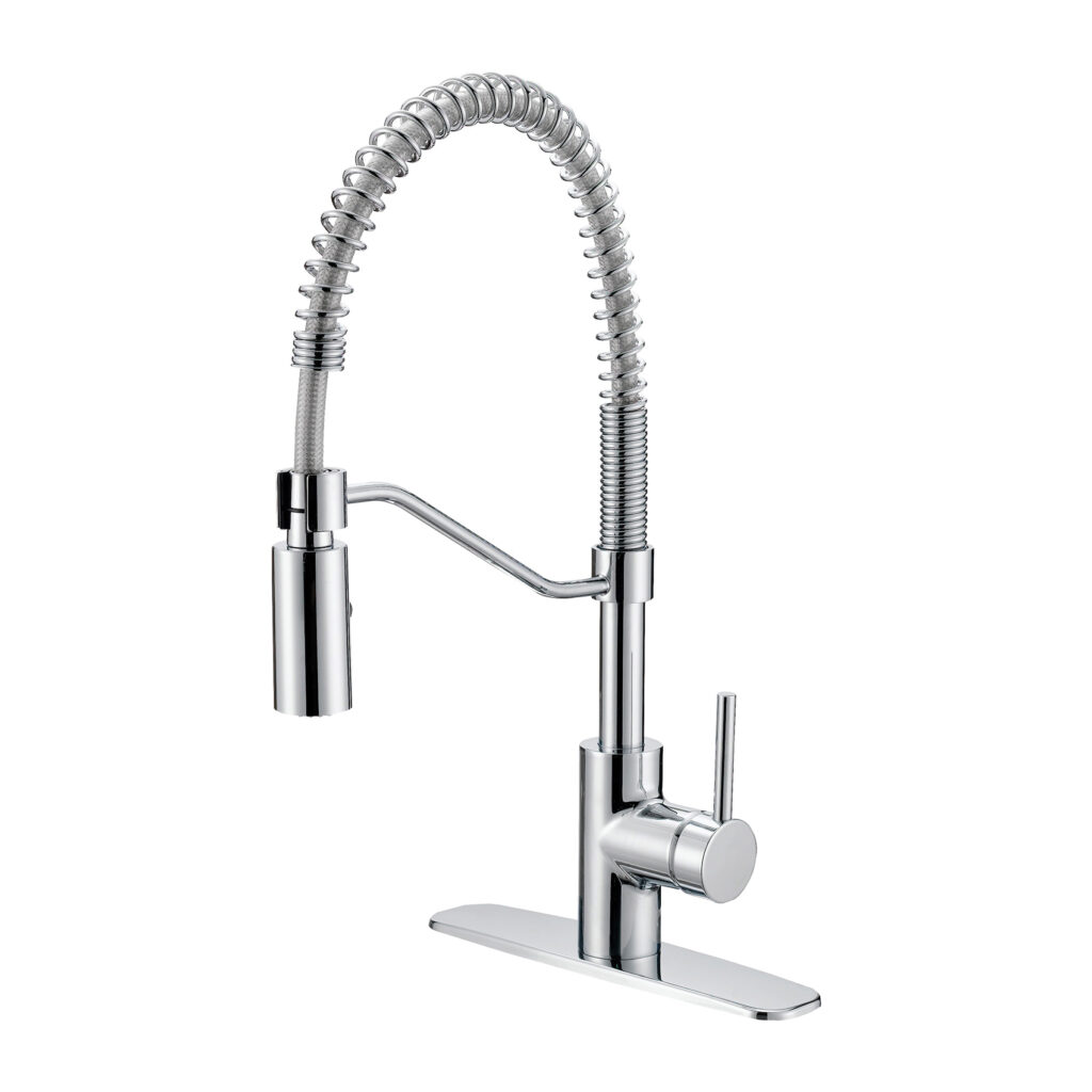 Boston Harbor SS Spring Pull-Down Kitchen Faucet - Chrome Brass